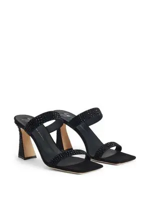 GIUSEPPE ZANOTTI 85mm Flaminia Velvet Sandals - Black