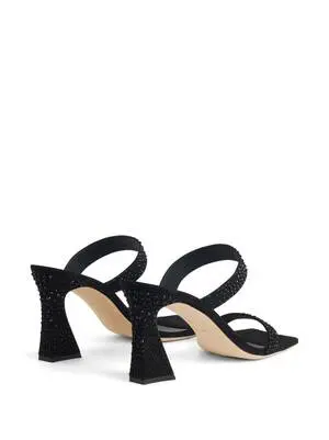 GIUSEPPE ZANOTTI 85mm Flaminia Velvet Sandals - Black