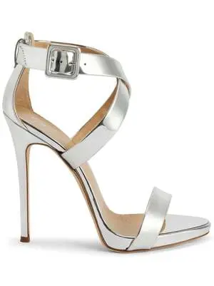 GIUSEPPE ZANOTTI 120mm Bellis Leather Sandals - Silver