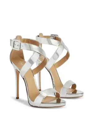 GIUSEPPE ZANOTTI 120mm Bellis Leather Sandals - Silver