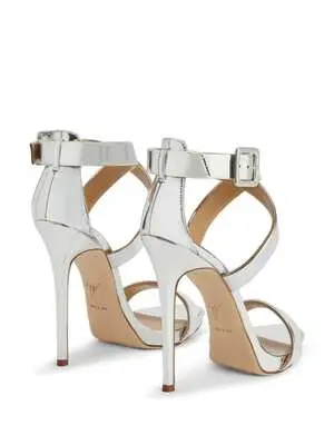 GIUSEPPE ZANOTTI 120mm Bellis Leather Sandals - Silver