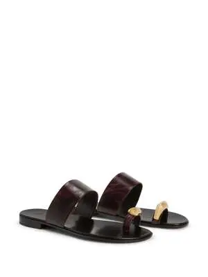 GIUSEPPE ZANOTTI Norbert Leather Toe-loop Sandals - Brown