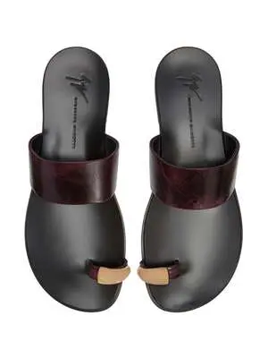 GIUSEPPE ZANOTTI Norbert Leather Toe-loop Sandals - Brown