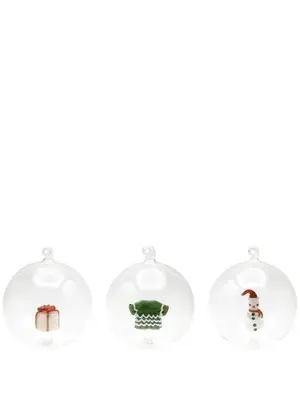 CU I SEEYOU Christmas 3d-detailing Glass Baubles - Neutrals