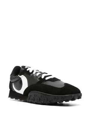 MARINE SERRE Leather & Suede Sneakers With Crescent Moon Detail - Black