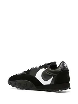MARINE SERRE Leather & Suede Sneakers With Crescent Moon Detail - Black