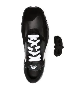 MARINE SERRE Leather & Suede Sneakers With Crescent Moon Detail - Black