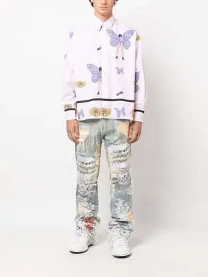 Gcds Butterfly-print Cotton Shirt