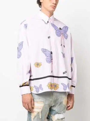 Gcds Butterfly-print Cotton Shirt