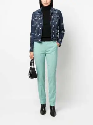 Dsquared2 Crystal-embellished Cropped Denim Jacket