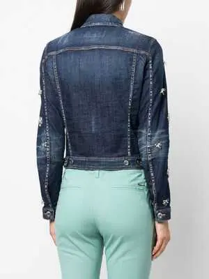 Dsquared2 Crystal-embellished Cropped Denim Jacket