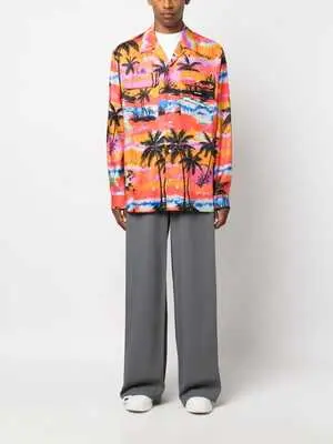 Palm Angels Psychedelic Palms-print Shirt - Orange
