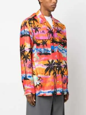 Palm Angels Psychedelic Palms-print Shirt - Orange
