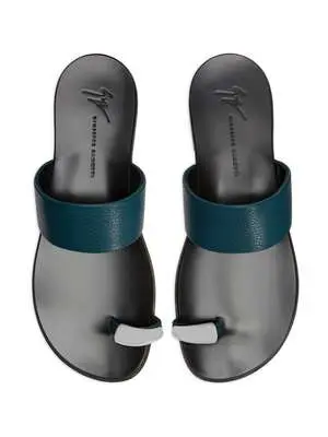 GIUSEPPE ZANOTTI Norbert Leather Toe-loop Sandals - Blue