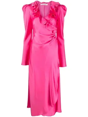 Philosophy Di Lorenzo Serafini Ruffle-detail Wrap Midi Dress - Pink