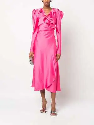 Philosophy Di Lorenzo Serafini Ruffled Detail Wrap Midi Dress - Pink