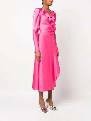 Philosophy Di Lorenzo Serafini Ruffled Detail Wrap Midi Dress - Pink