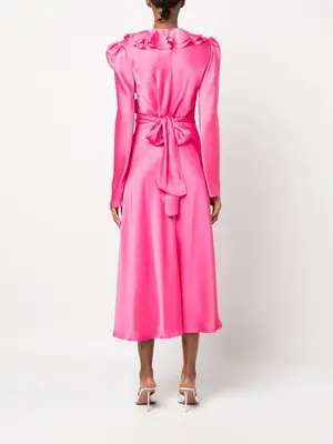 Philosophy Di Lorenzo Serafini Ruffled Detail Wrap Midi Dress - Pink