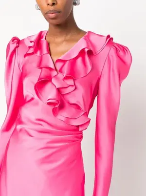 Philosophy Di Lorenzo Serafini Ruffled Detail Wrap Midi Dress - Pink