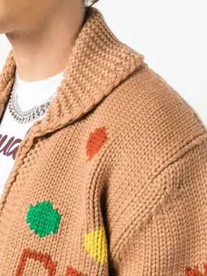 Dsquared2 Intarsia Knit Zip-up Cardigan - Brown