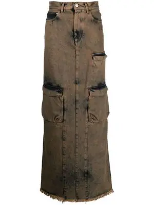 Gcds Maxi Denim Cargo Skirt