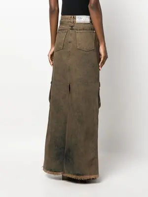 Gcds Maxi Denim Cargo Skirt