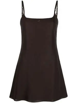 COURREGES Logo-embroidered Slip Minidress - Brown