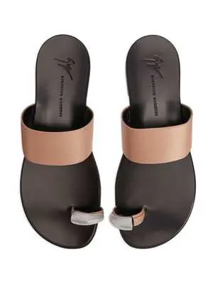 GIUSEPPE ZANOTTI Norbert Leather Toe-loop Sandals - Black