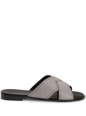 GIUSEPPE ZANOTTI Flavio Crossover-straps Leather Sandals - Grey