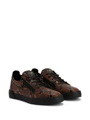 GIUSEPPE ZANOTTI Frankie Snakeskin-print Sneakers - Brown