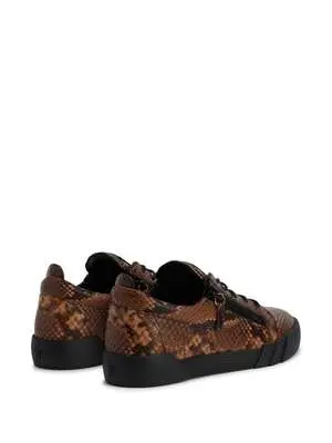GIUSEPPE ZANOTTI Frankie Snakeskin-print Sneakers - Brown