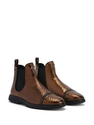 GIUSEPPE ZANOTTI Embossed Croc Effect Ankle Boots