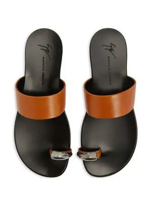 GIUSEPPE ZANOTTI Norbert Leather Toe-loop Sandals - Black