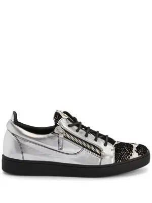 GIUSEPPE ZANOTTI Frankie Double-zip Low-top Sneakers - Silver