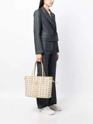 Mcm Medium Liz Monogram Tote Bag - Neutrals