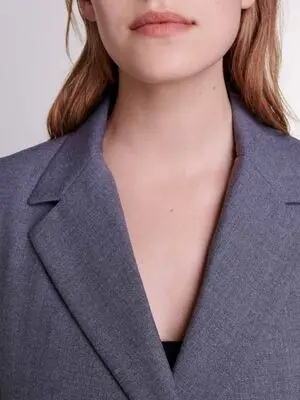 Maje Suit Jacket With Chain Belt - Grey