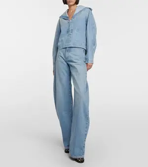 Alaïa Cropped Denim Hooded Jacket