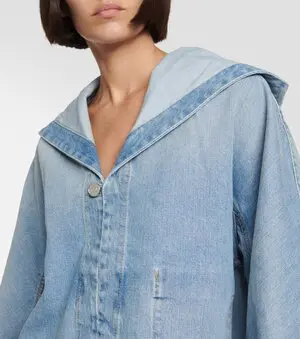 Alaïa Cropped Denim Hooded Jacket