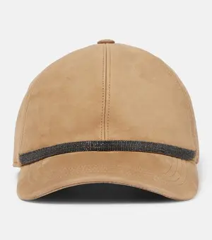 Brunello Cucinelli Monili-embellished Suede Baseball Cap