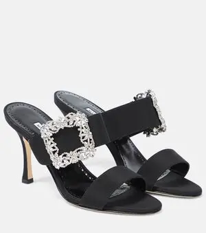 Manolo Blahnik Gable Embellished Sandals - Black