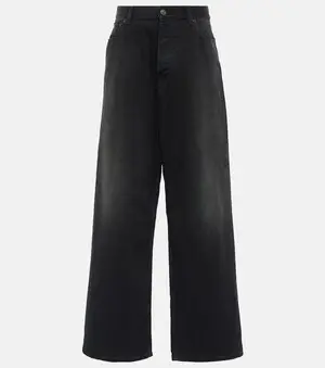 Black High-Rise Wide-Leg Jeans