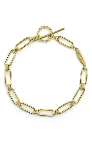 Lagos Signature Caviar Smooth Link Toggle Bracelet