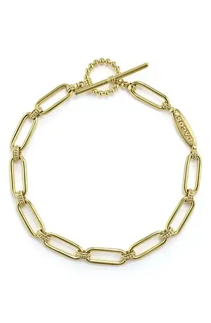 Lagos Signature Caviar Smooth Link Toggle Bracelet