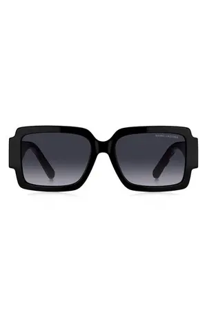 Marc Jacobs Marc Jacobs 55mm Gradient Rectangle Sunglasses Black Grey/ Grey Shaded