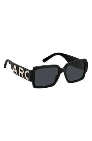 Marc Jacobs 55mm Gradient Rectangle Sunglasses - Black Whte/ Gray Ar