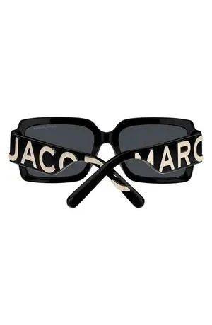 Marc Jacobs 55mm Gradient Rectangle Sunglasses - Black Whte/ Gray Ar