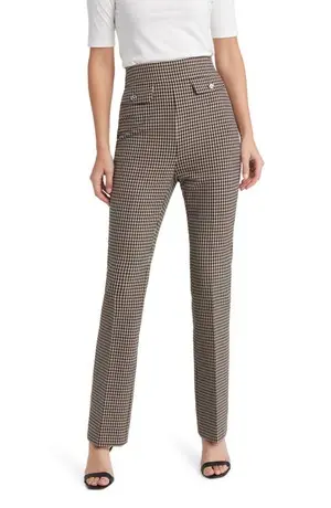 BOSS Tubeka Check Print Straight Leg Trousers