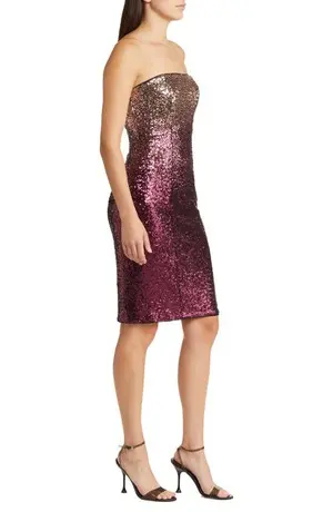 Badgley Mischka Sequin Strapless Cocktail Dress