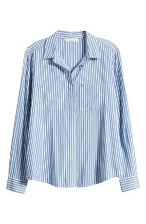 BEACHLUNCHLOUNGE Stripe Cotton & Modal Button-up Shirt - Ocean Air