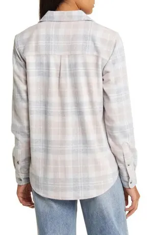 BEACHLUNCHLOUNGE Plaid Jacquard Knit Shacket - Blushing Grey